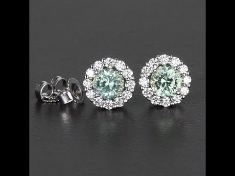 14k White Gold Mint grossular Garnet Stud Earrings .58cts