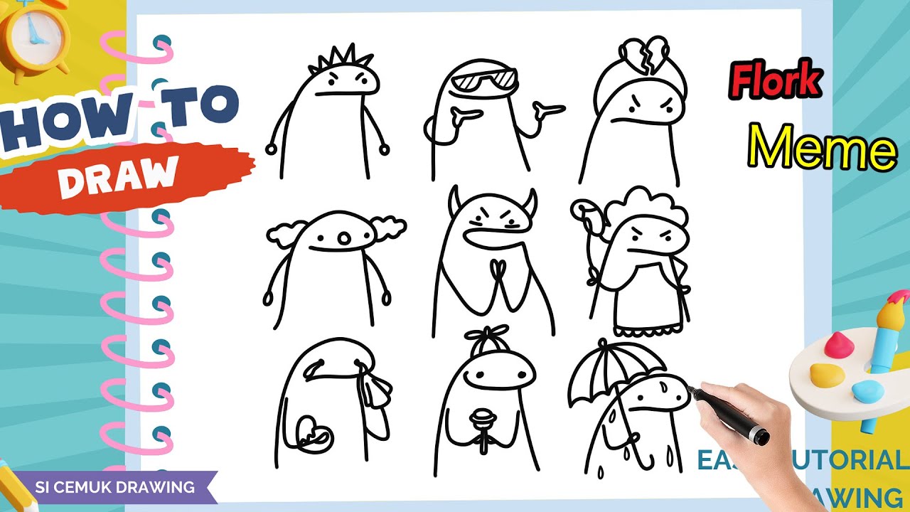 How to Draw Flork Meme Characters Easily