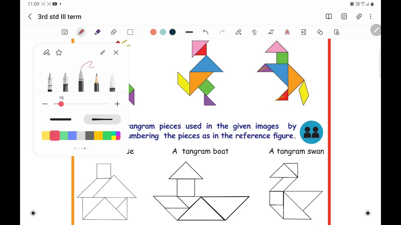 3rd Std maths term 3 unit 1 ( Tangram )