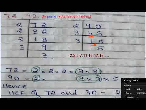 HCF of 72 and 90 by prime factorization method