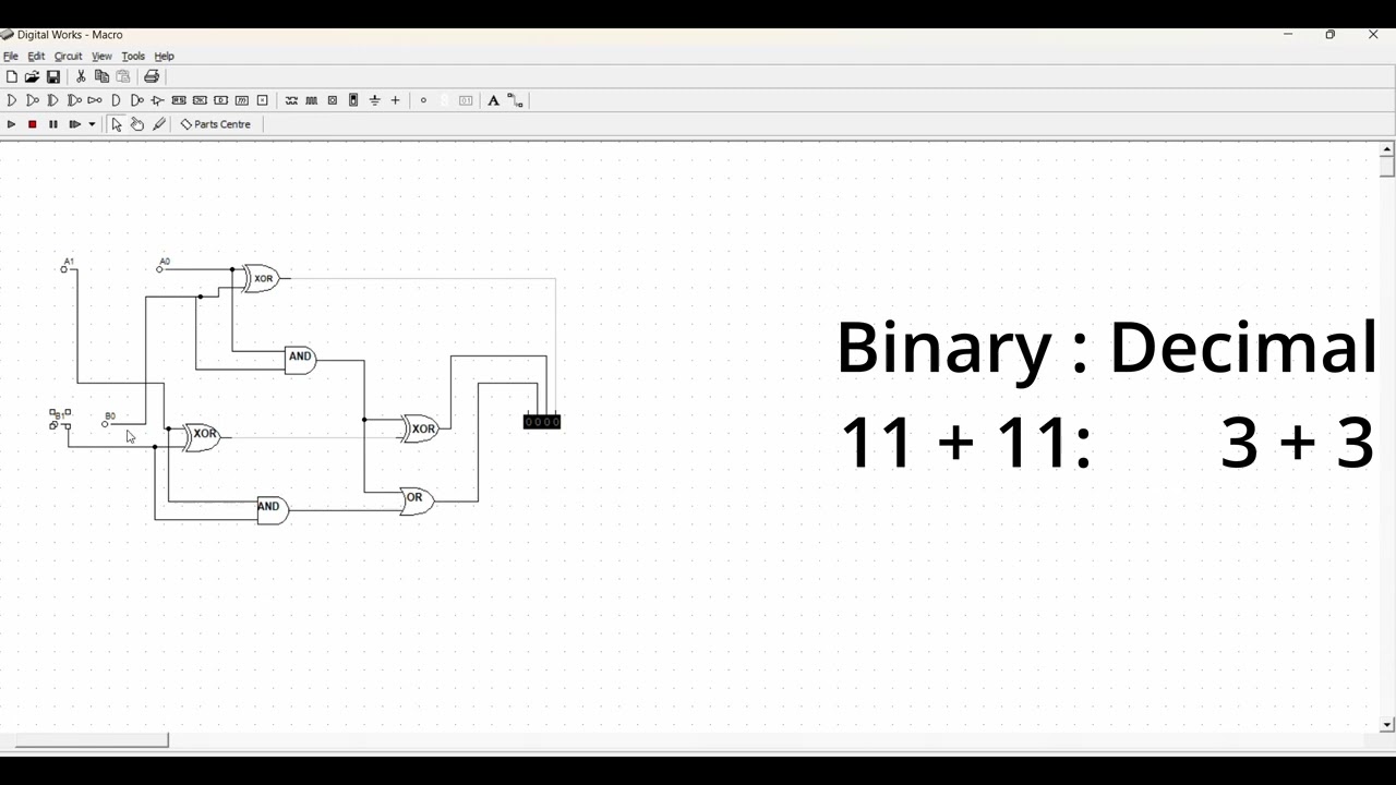 2-bit Binary adder using two half adders