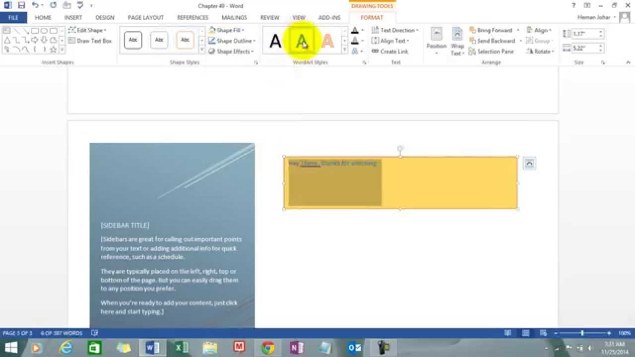 Inset Text Box In Ms Word Learn Excel Course Ms Word Course And Ms Excel Course Myelesson