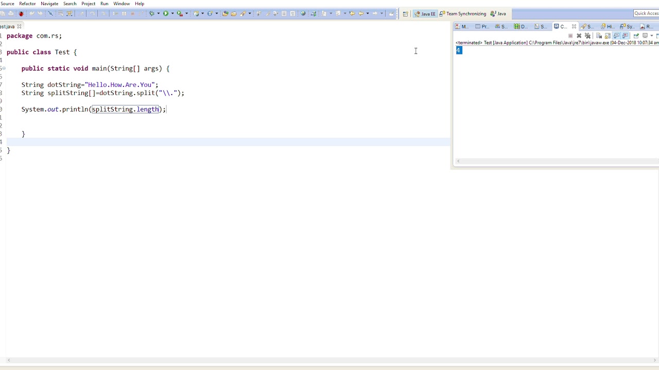 How to Split a String with delimiter dot 