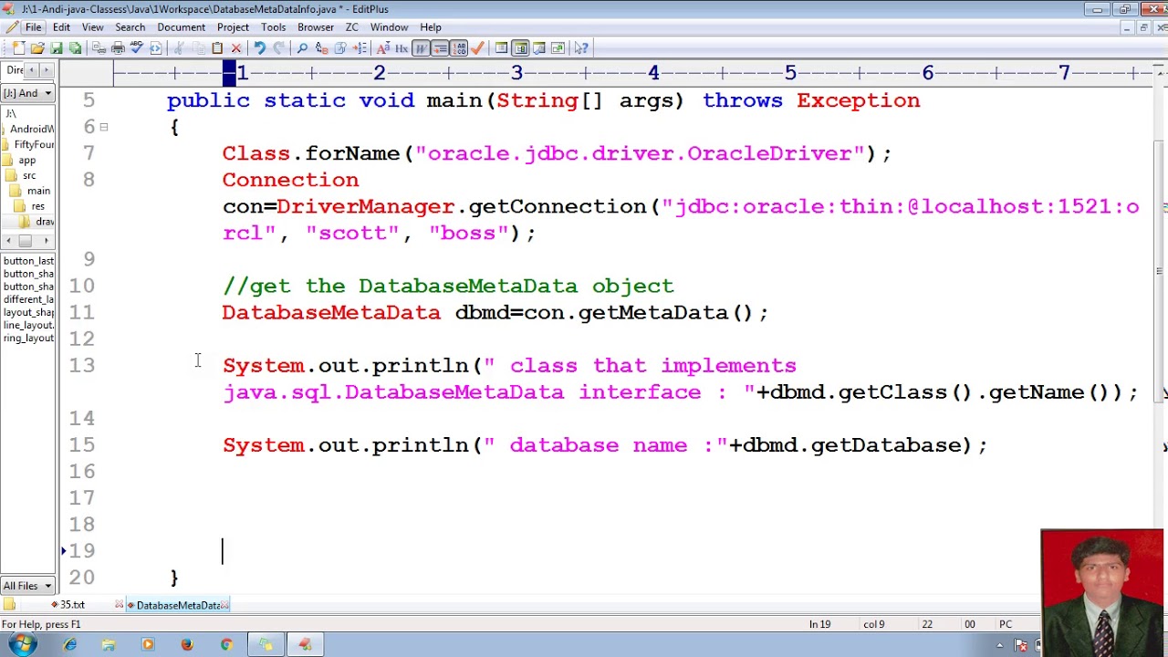 71 Advanced Java Tutorial | JDBC | DatabaseMetaData | Java Database Connectivity | adv java