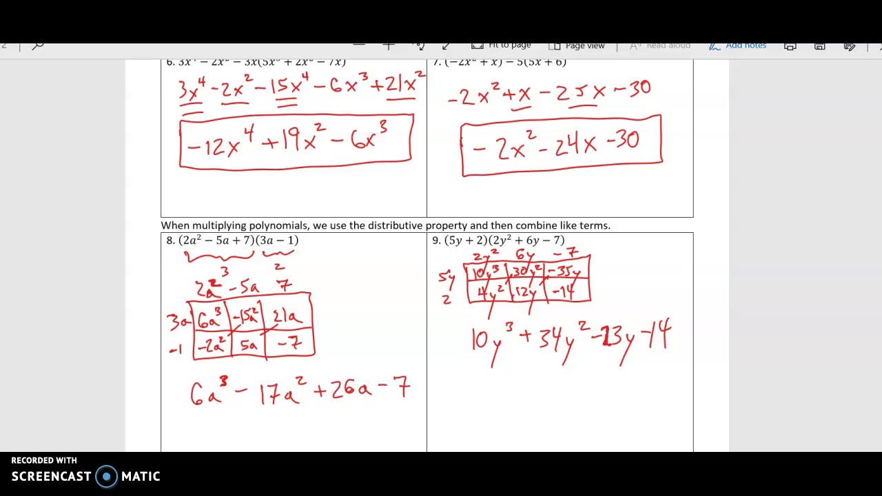 Polynomial Functions Notes