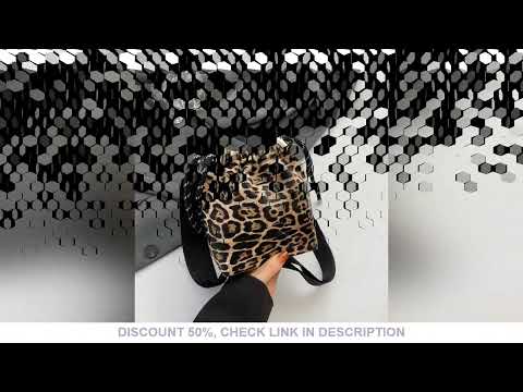 Mini Bag For Women Leopard Leather Bucket Crossbody Bag Small Phone Bag Drawstring Shoulder Bag Wide