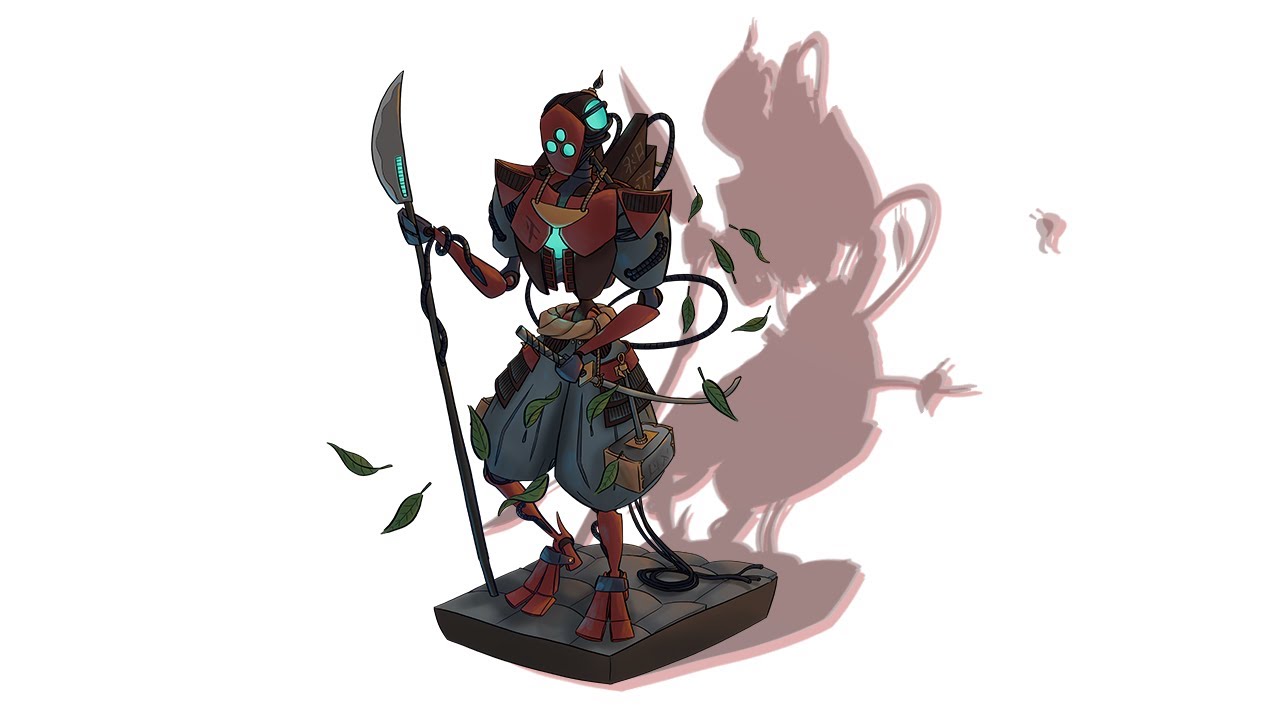 Futuristic ROBOT SAMURAI Guardian | Digital Painting & Storytelling