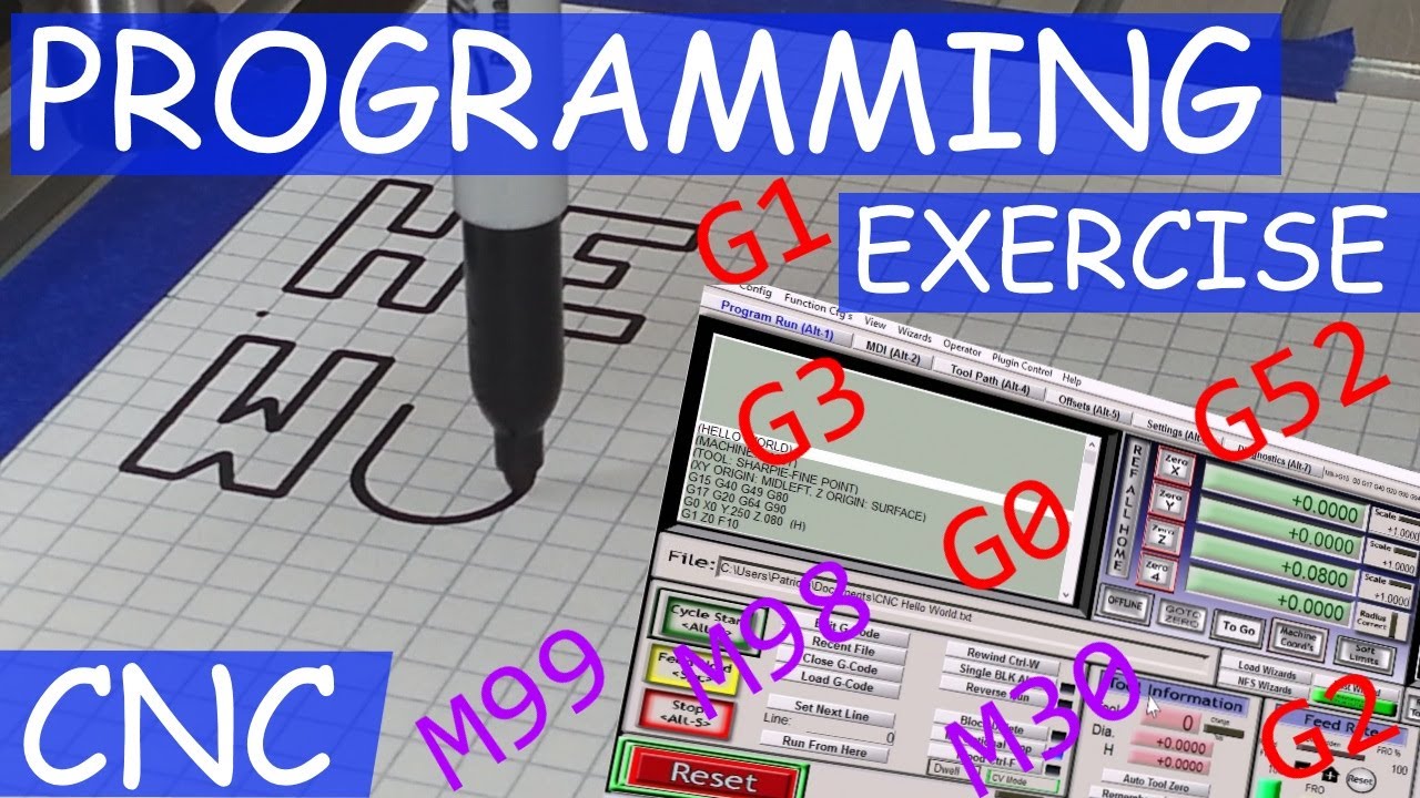 CNC Mach3 | Hand Coding Exercise | HELLO WORLD - 3 Axis Programming