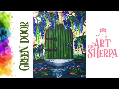 Green Door and wisteria Water garden Green Door and Wisteria Water garden | TheArtSherpa