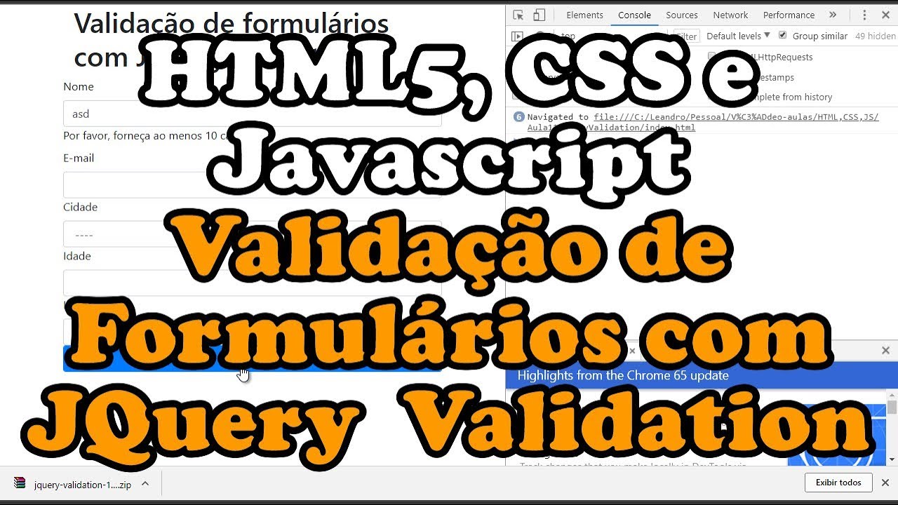 HTML5-CSS-JavaScript - Validação de Formulários com JQuery Validation Plugin