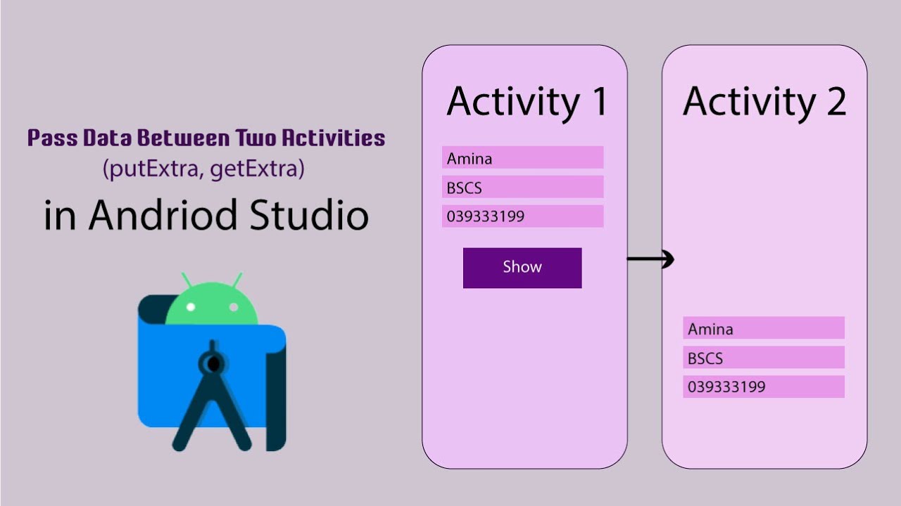 Pass Data between Activities through intent | putextra and getextra