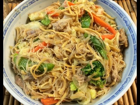 Pancit Bihon and Egg Noodles