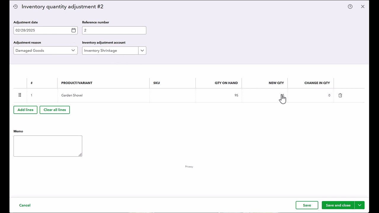 Lesson 10 Adjust inventory