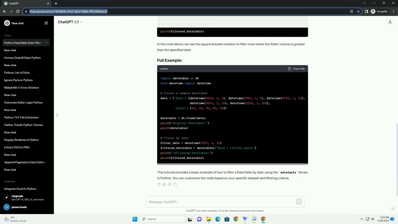 How to filter by date with python s datatable