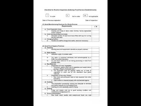 catering inspection checklist