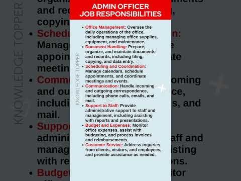 Office Admin Job Responsibilities | Admin Officer Work | Administrative Officer Job Description