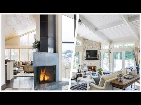 75 White Living Room With A Corner Fireplace Design Ideas You'll Love 🔴