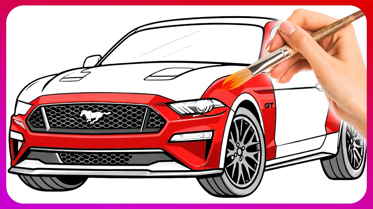 Coloring Ford Mustang GT | Creative Video | Coloring Art | Art Therapy | Relaxing