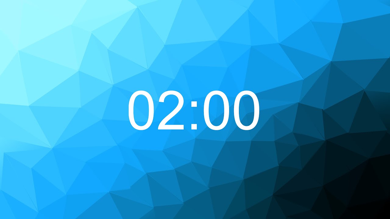 2 minute Silent Timer - count UP - blue polygon background