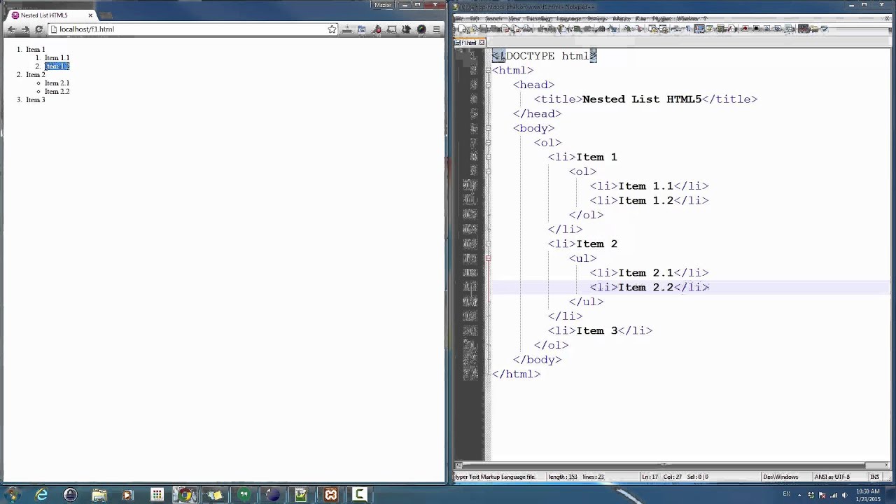 How to Create Nested Lists in HTML5
