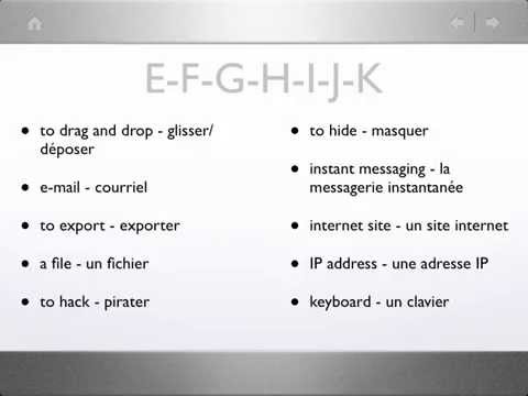 computer vocabulary in French