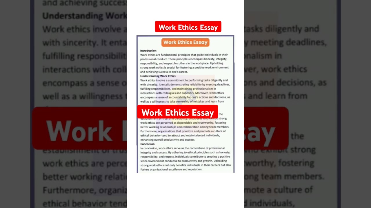 🔴Ethics Essay| Ethics| Business Ethics | Essay On Ethics | Work Ethic | Personal Ethics Work Ethic