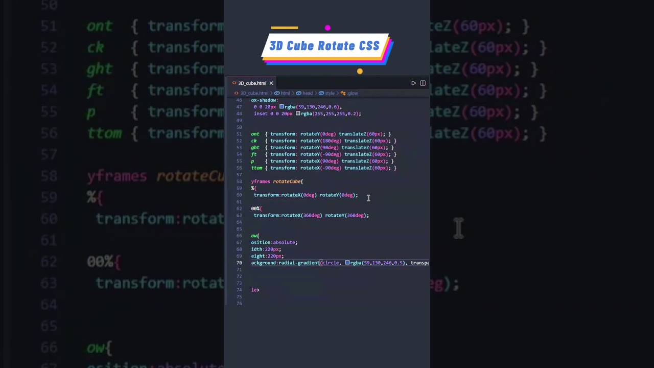 3D Cube Rotate Animation | Full Stack Web Development Course #shorts #coding #html #css