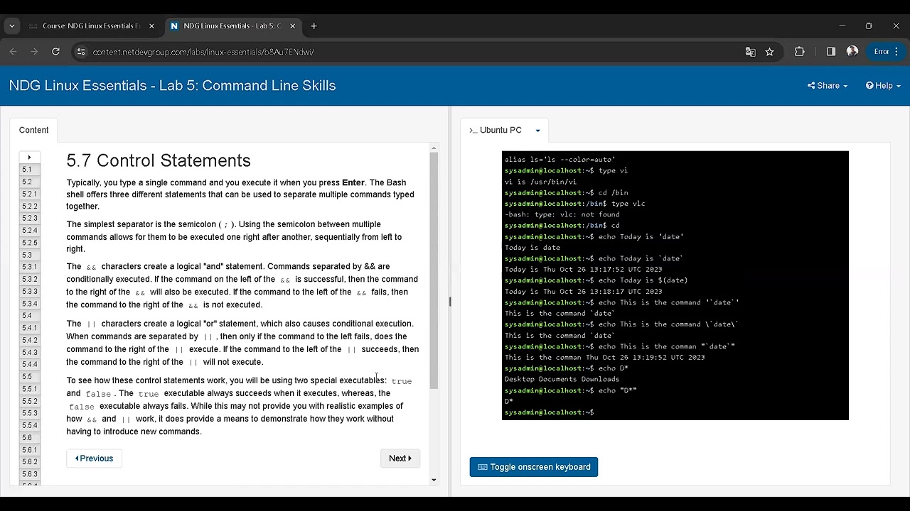NDG Linux Essentials - (Lab 5 -Lab 6)