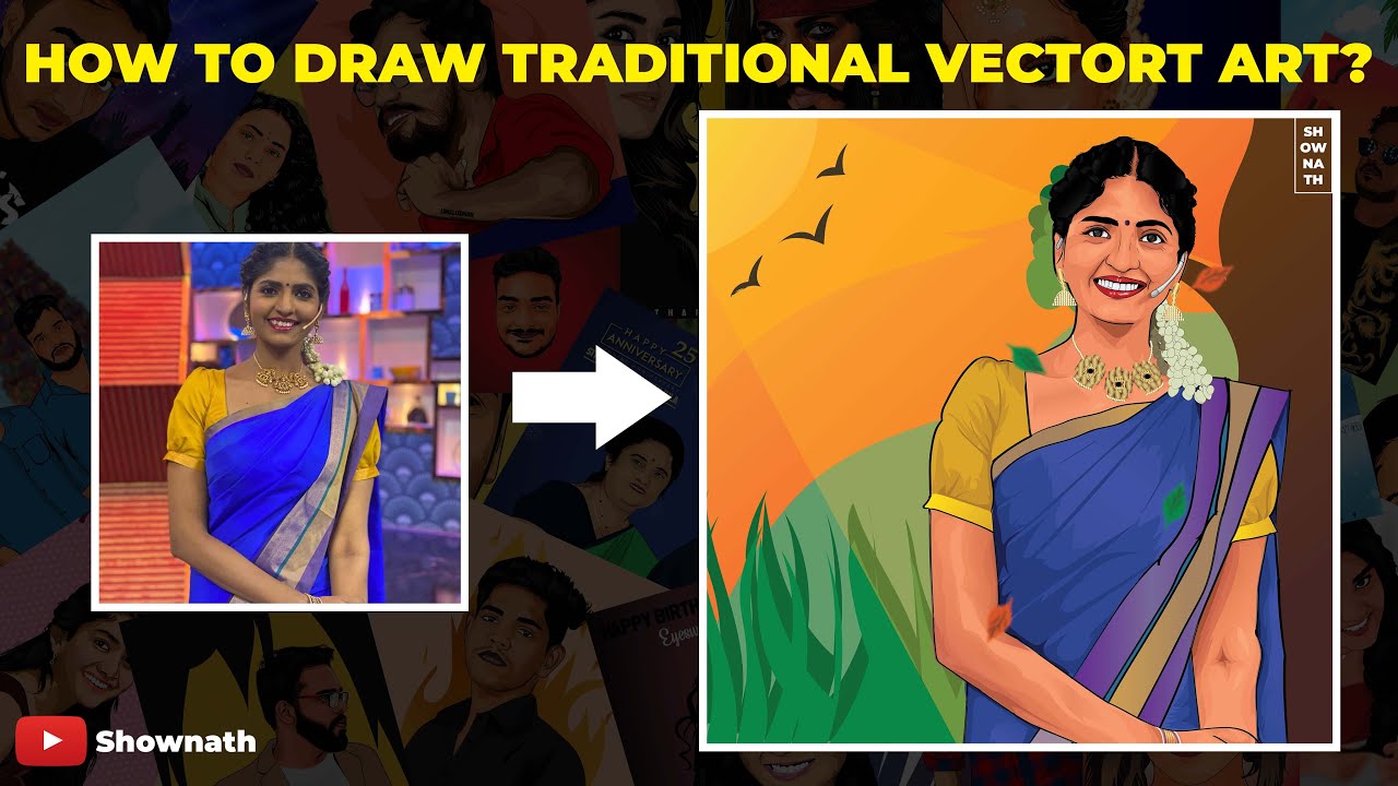 Vector Art | Vector Portrait | Cartoon Yourself | Adobe illustrator tutorials |Cook With comali kani