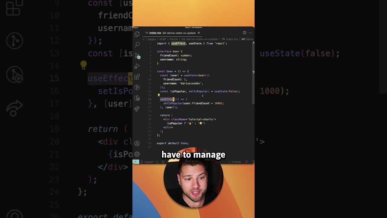 Deriving state in React