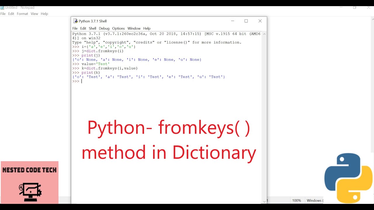 Python- fromkeys( ) method in Dictionary