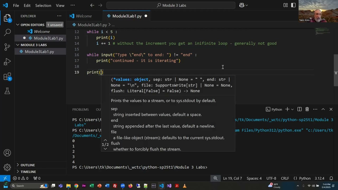 Python Programming - Module 3 Lecture/Labs - While For Loops, Lists, Random - Spring 2025