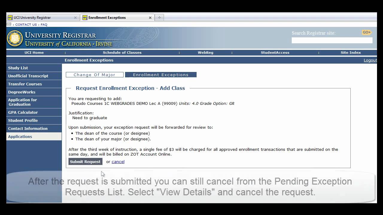 (Deprecated) Enrollment Exception Tutorial - Adding a Class