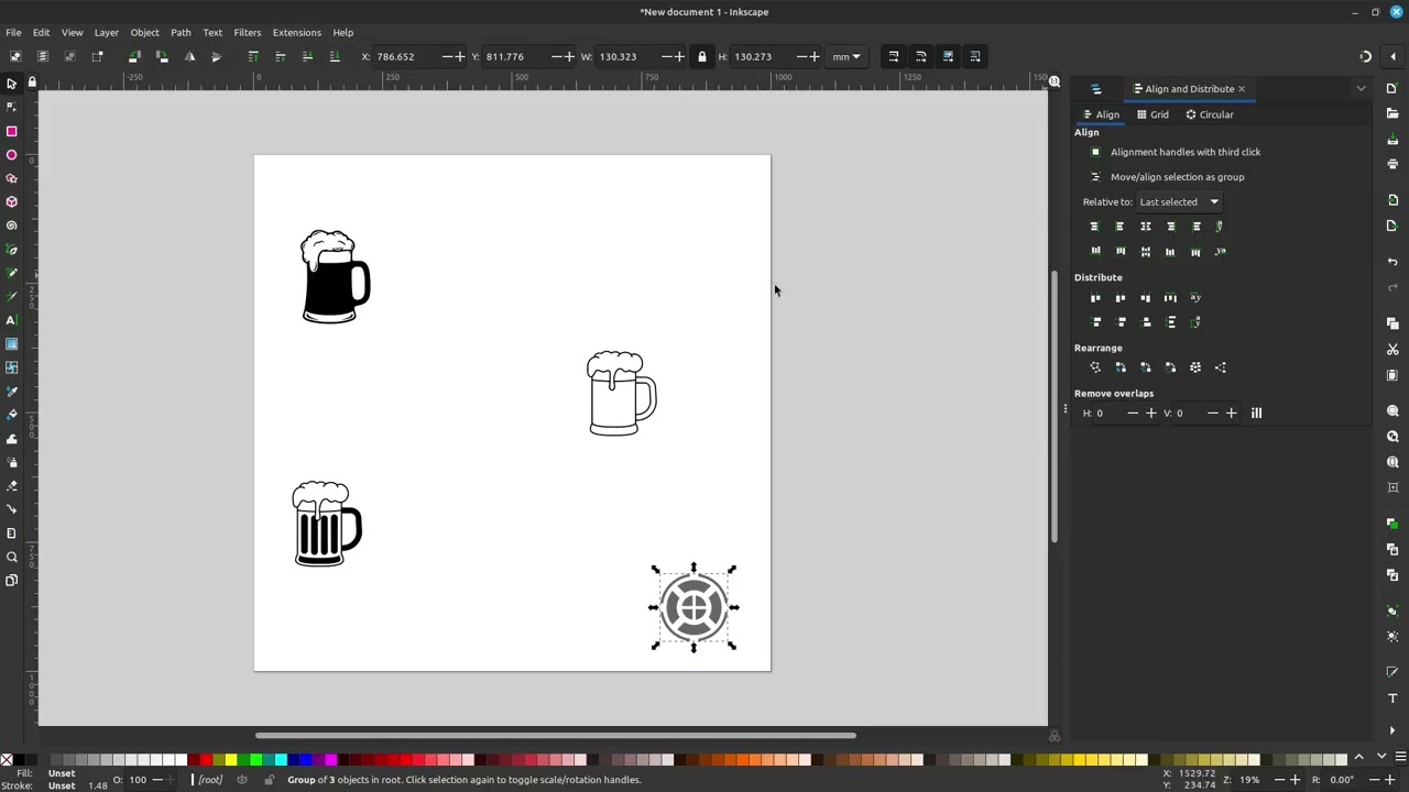 Using the Align and Distribute Panel in Inkscape