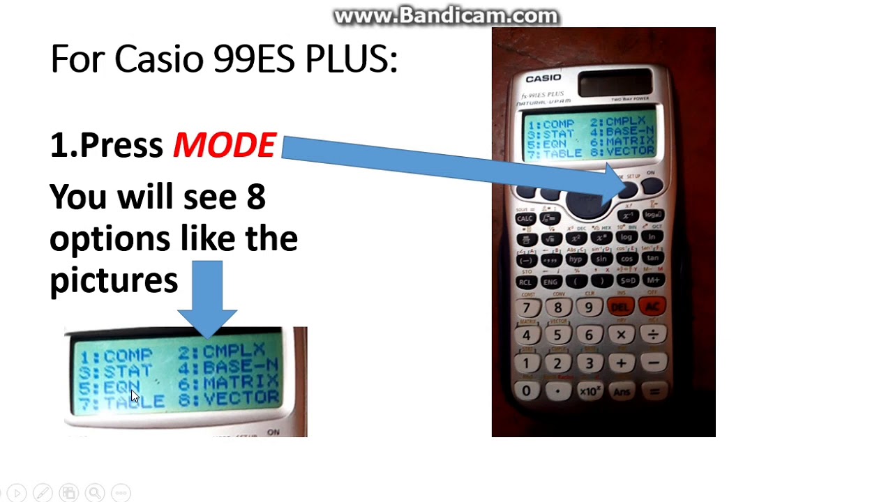 How to find the roots of an quadratic equation with calculator (CASIO 99ES PLUS)