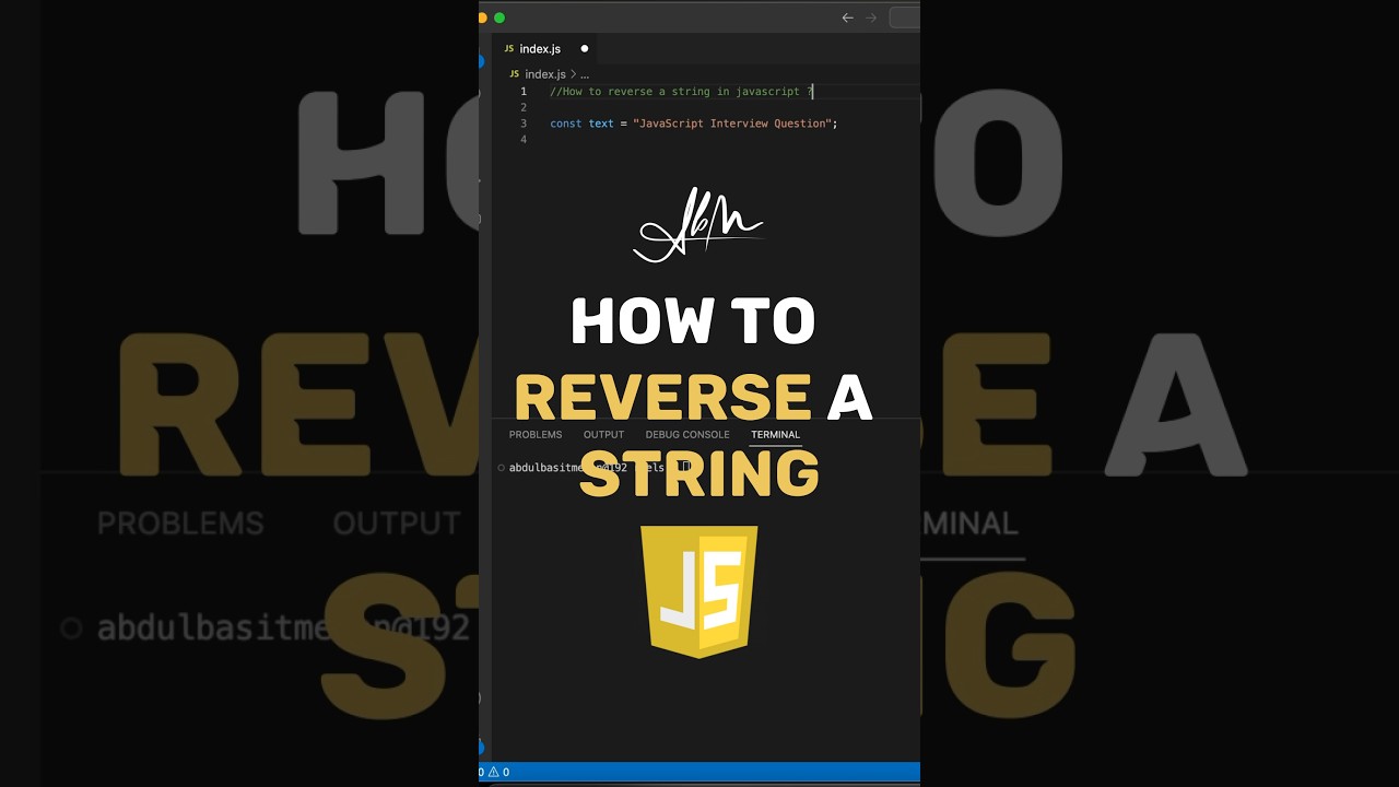 How to reverse string in javascript | JavaScript Interview Questions | #javascript #reactjs
