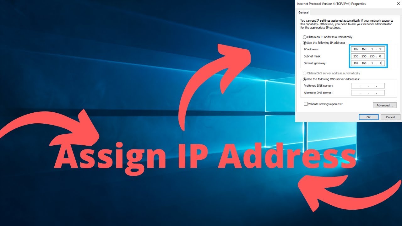 how to install windows server 2016 and assign ip address
