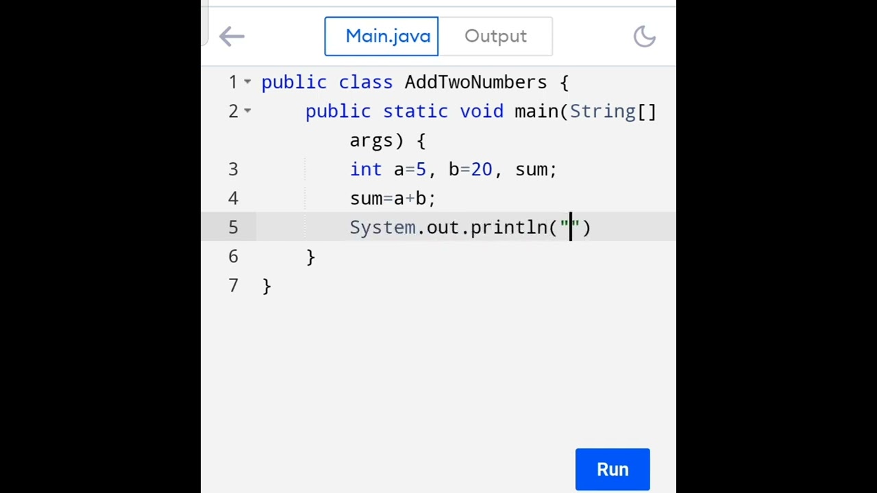 Addition of Two Numbers in Java #short #shorts #Studywithraj