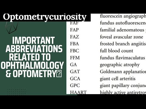 Most imp abbreviations related to ophthalmology/Optometry||Short terms of ophthalmology||miss optom😊