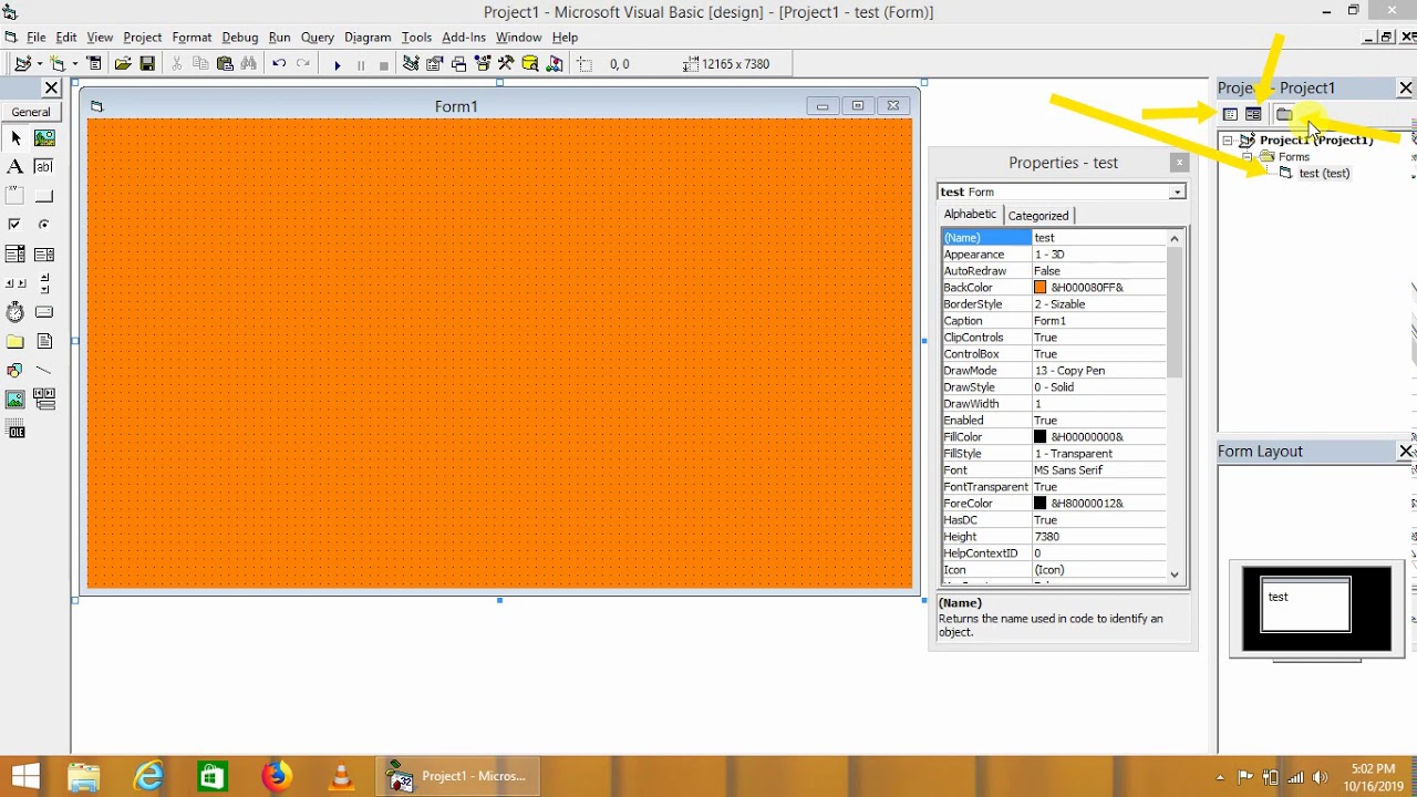 visual basic form properties