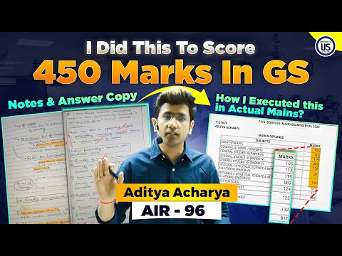 Aditya Acharya (AIR-96) | 450 Score in GS Mains | Comprehensive Strategy to CONQUER MAINS