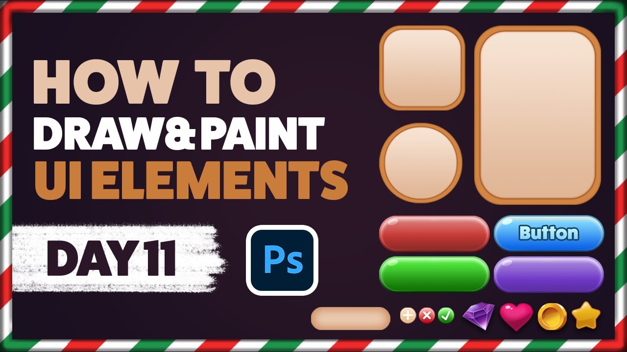 How To Draw&Paint UI Elements / Art Advent Calendar 2024 🎁 | Beginner Friendly