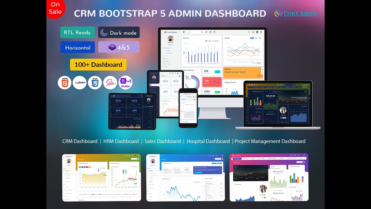 CRMx Admin -  Bootstrap 5 Dashboard With CRM Ui Framework