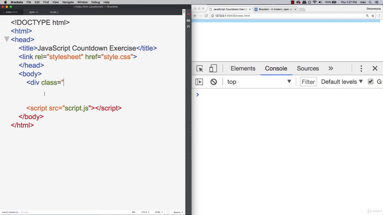 JavaScript Exercise Countdown Timer : Setup HTML page elements