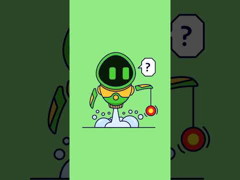 Cute green robot plays yoyo and ball vector illustration