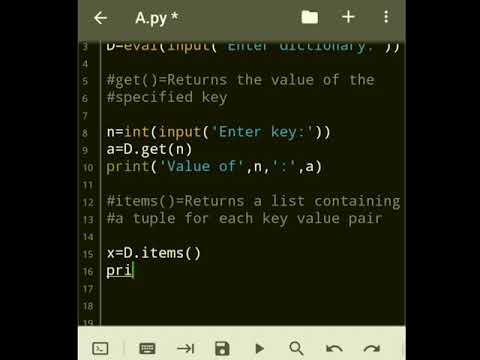 Dictionary functions in #python #Part3 #get( ) #items( ) #pop( )