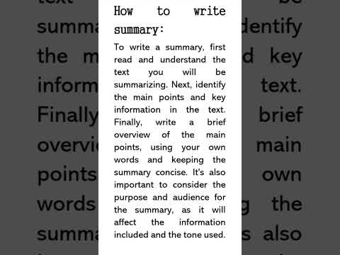 How to write a summary #write #summary