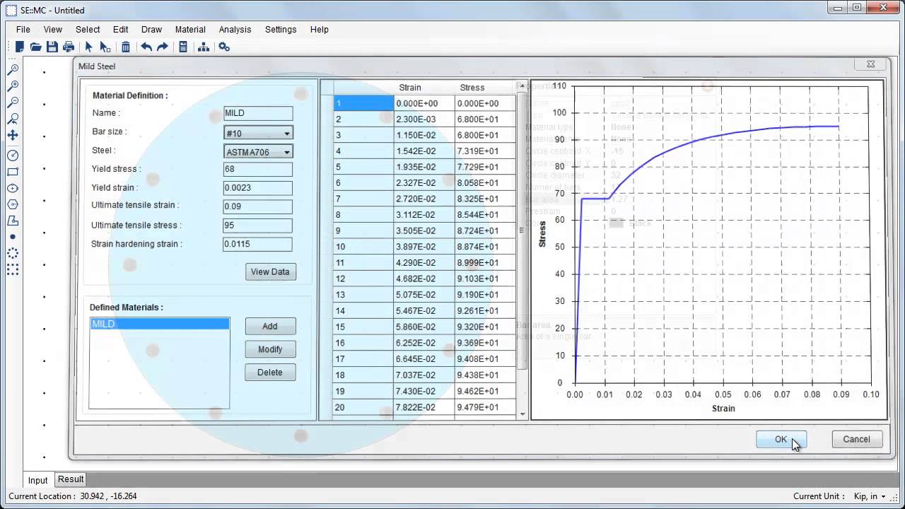 Moment Curvature Analysis Example with SE::MC
