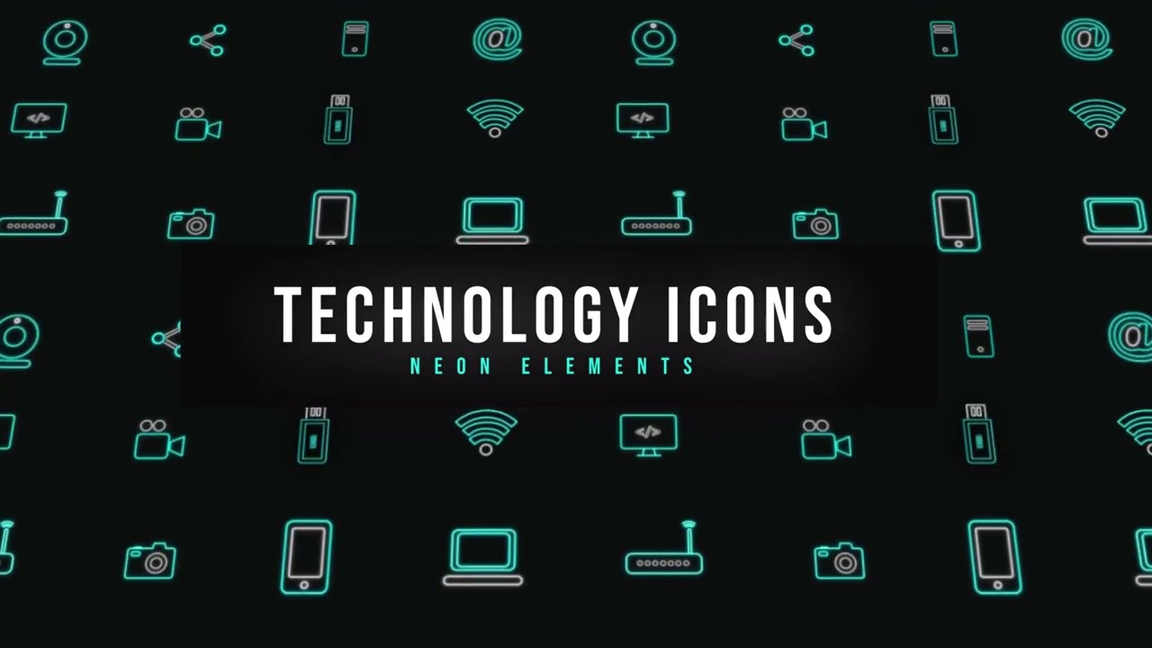 Tech Neon Icons | Davinci Resolve Template