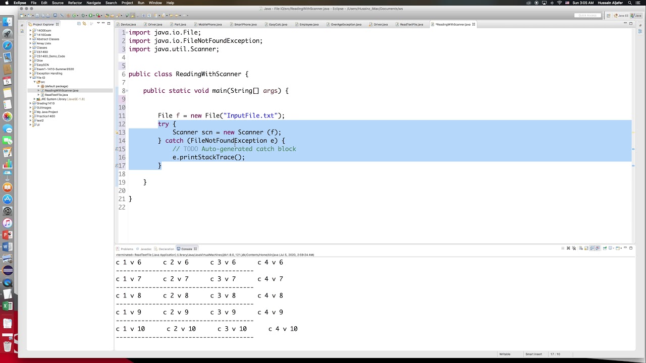 Java: File I/O - Reading Files Using Scanner Object